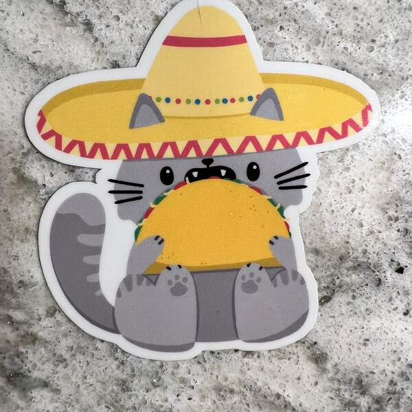 Taco Cat Sticker, Vinyl Stickers, Laptop Decal, Cat Gift for Her, Cute ...