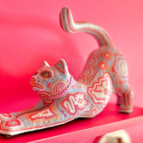 Huichol Art: "radiant Cat" - Etsy