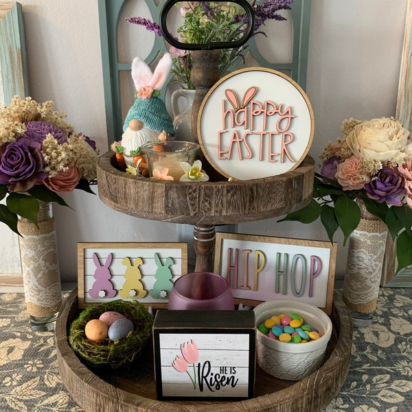 Easter Decor, Easter Tiered Tray Decor, Mini Easter Signs, Easter ...