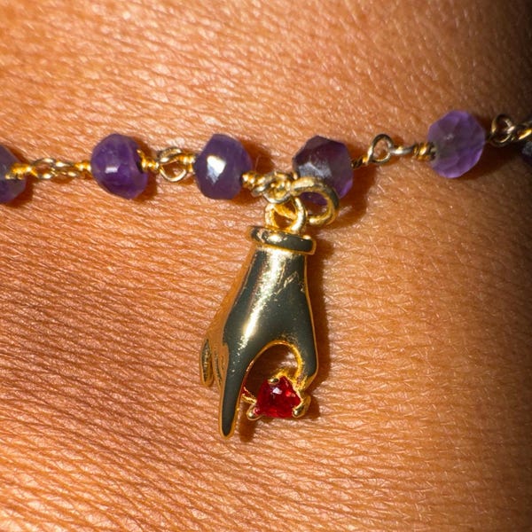 Hand With Heart Charm Mini Gold Hand Charm Bracelet Necklace Dainty ...