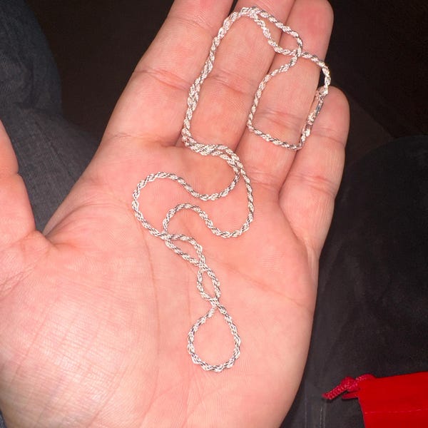 Italian Solid Sterling Silver Rope Link Chain Necklace 925 Silver Chain ...