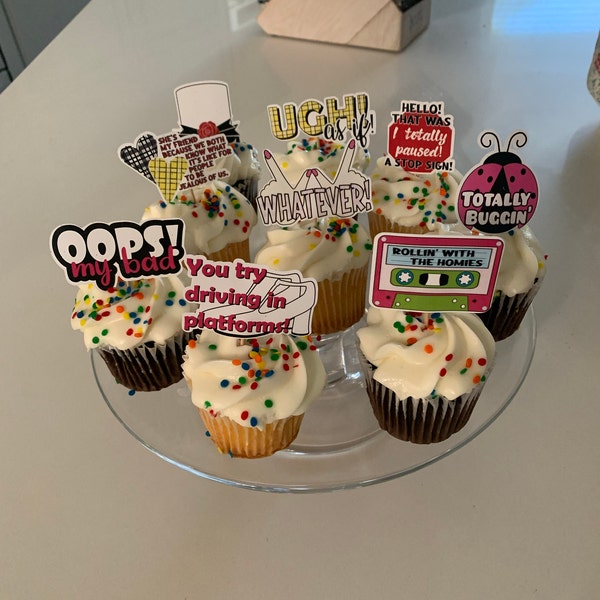 Clueless Inspired Cupcake Toppers| Movie Fan Food Picks| 90s Movies Fan ...