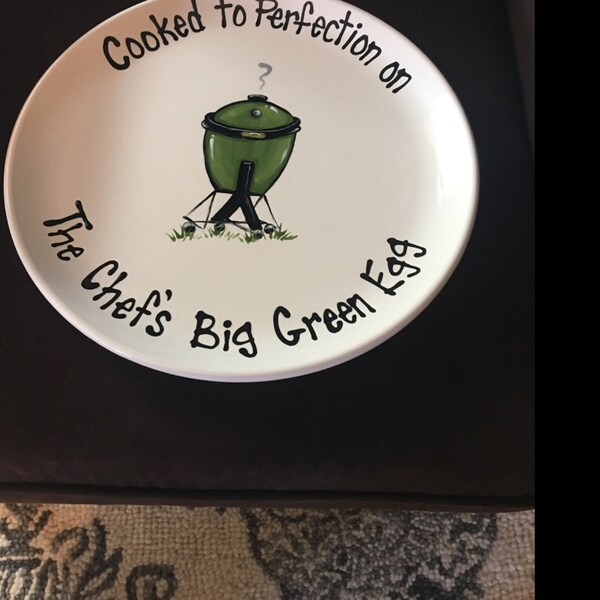 EXTRA LARGE 15" Personalized BBQ Plate - - Hand Painted Ceramic Grill ...