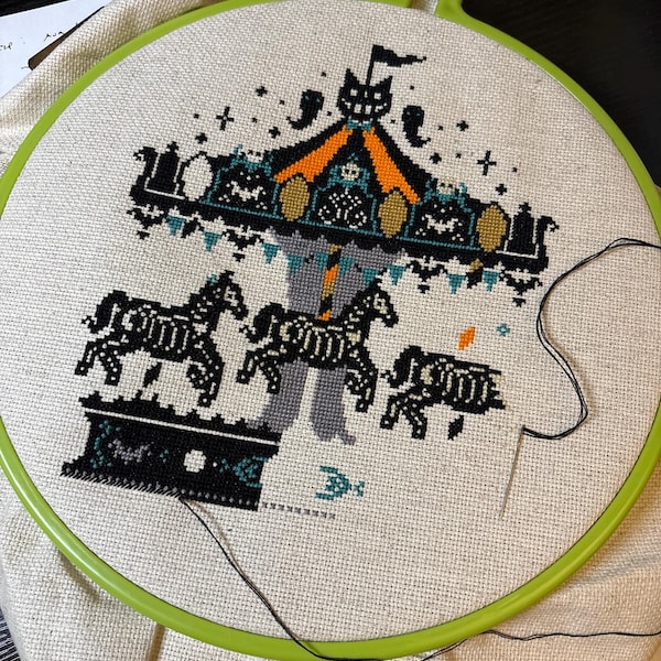 Vintage Haunted Carousel - Cross Stitch Pattern - Creepy, Beistle ...