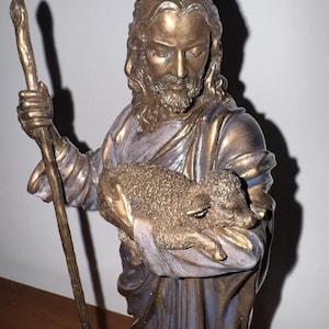 Jesus the Good Shepherd Idol With Sheep, Jesus With Lamb, Statue of ...