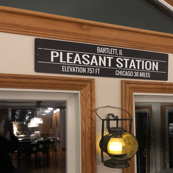 Welcome Train Station Sign, Personalized Most Scenic Routes Sign, Metal ...