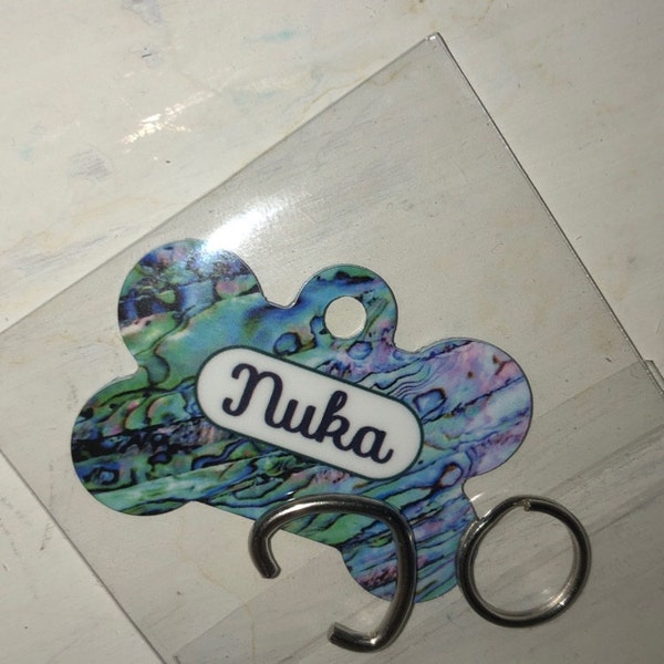 Abalone Print Dog ID Tag Custom Pet Tag Personalized Dog Tag Paua Shell ...