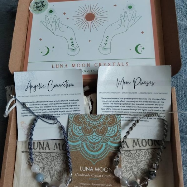 MOON PHASES Crystal Healing Bracelet - Moon Goddess Energy - Crystal ...