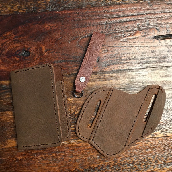 Leather Hand Tooled Keychain Hanger for Your Car Keys or Purse. 8" Long ...