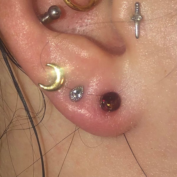 CZ Tiny Teardrop Piercing, Tragus Earring, Dainty Earring, Barbells ...