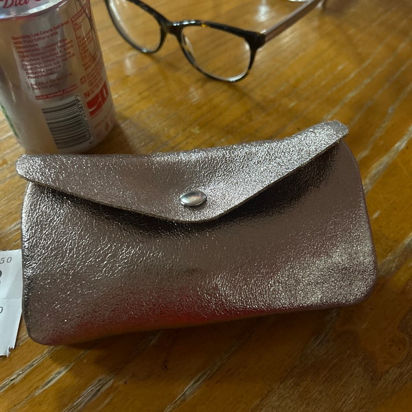 Metallic Leather Purse, Leather Purse, Coin Pouch, Disco Colours ...