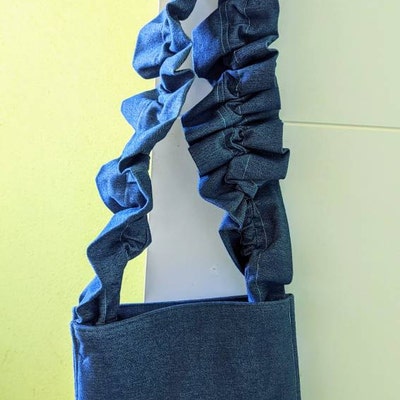 Denim Tote Bag, Light Denim Handbag, Tote Scrunchie Bag, Light Denim ...