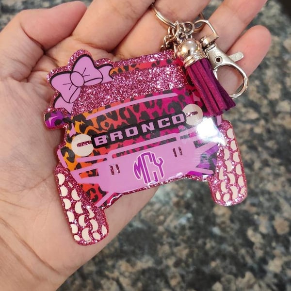 Customized Bronco Glitter Keychain. - Etsy