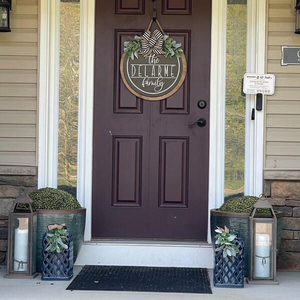 Front Door Decor | Front Door Wreath | Last Name/family | Front Door ...