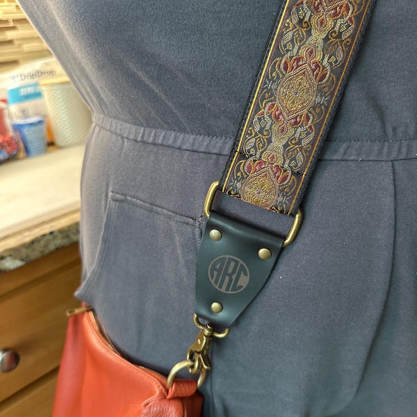 Personalized Embroidered Crossbody Strap | Vintage Style With Gold ...