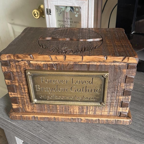 Rustic Woodsman Chiseled Urn / Handcrafted Pine Cremation Urn / Wood ...