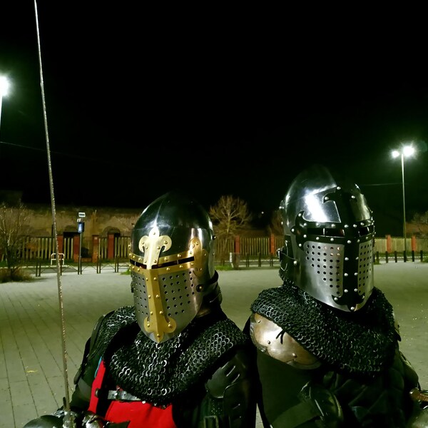 18 Gauge Medieval Heavy Italian Grill Helmet Medieval Barbute Combat ...