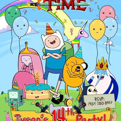 Adventure Time Invitation, Adventure Time Birthday, Adventure Time ...