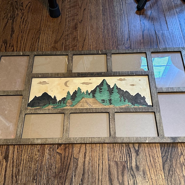 Family Travel Photo Collage Picture Frame, Wooden, Custom 10 Photos ...