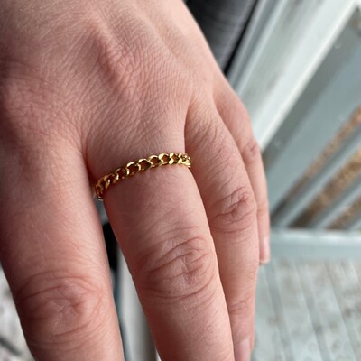 Gold Chain Ring Gold Stacking Ring Thick Chain Ring Curb - Etsy