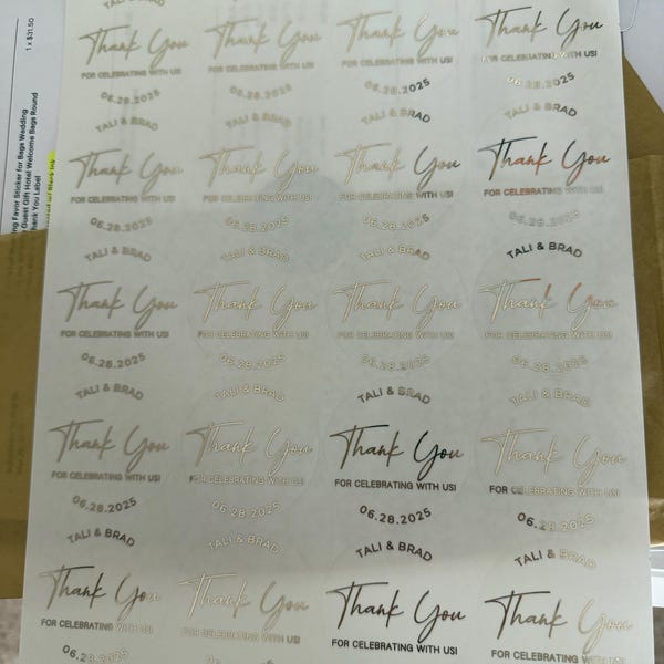 Gold Foil Wedding Favor Sticker for Bags Wedding Candy for Wedding ...