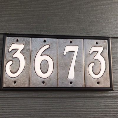 House Numbers Frame, UNASSEMBLED Metal Frame, Address Tiles Frame ...
