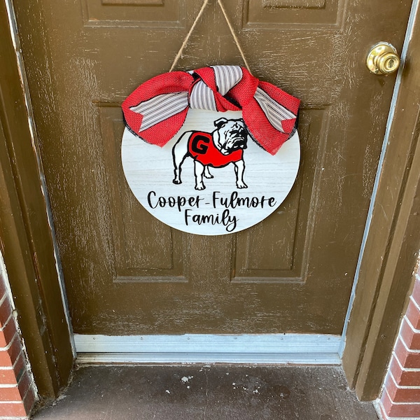 Bulldog Door Hanger, Front Door Decor, Go Dawgs, Bulldog Sign, Georgia ...