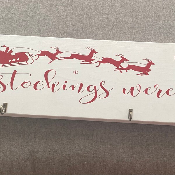 And the Stockings Were Hung Wooden Sign, Stocking Holder Sign, Wooden ...