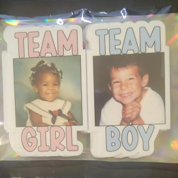 Team Boy and Team Girl Stickers, Personalized Baby Sticker, Baby Shower ...