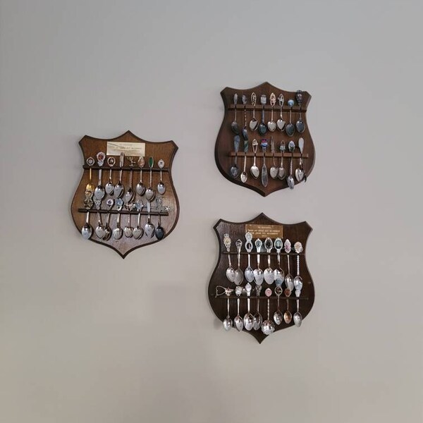 Vintage 1970's Wooden Souvenir Spoon Rack, Jewelry Holder, Wall ...