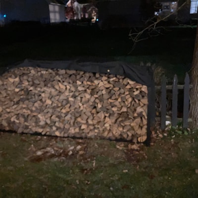 The Woodhaven 16 Foot Black Outdoor Firewood Rack With Cover Outdoor ...