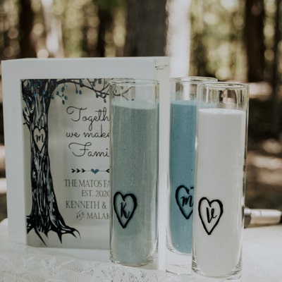 Blended Family Wedding Sand Ceremony Shadow Box Set, Unity Candle ...