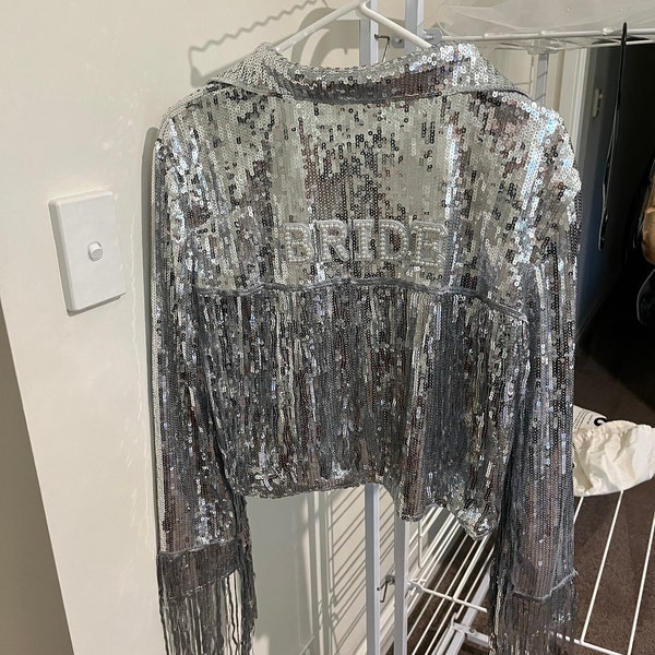 Sequin Disco Bride Jacket | Hens Party | Glitter Jacket, Bridal Gift ...