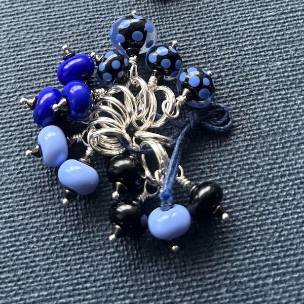 White and Blue Bumpy Handmade Lampwork Glass Focal Beads - Etsy