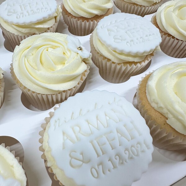 Wedding of CUSTOM Names and Date Cookie Biscuit Stamp Fondant Cake ...
