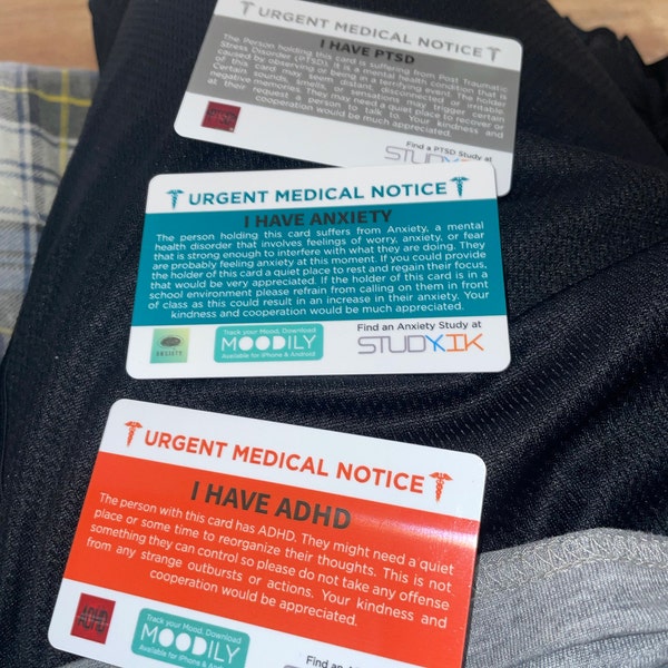 ADHD Card, ADHD Emergency Card, ADHD Medical Card, Attention Deficit ...