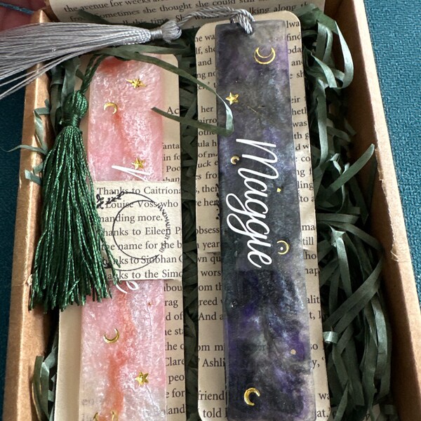 Pink Marbled Resin Bookmark Personalised Resin Bookmark Marble ...