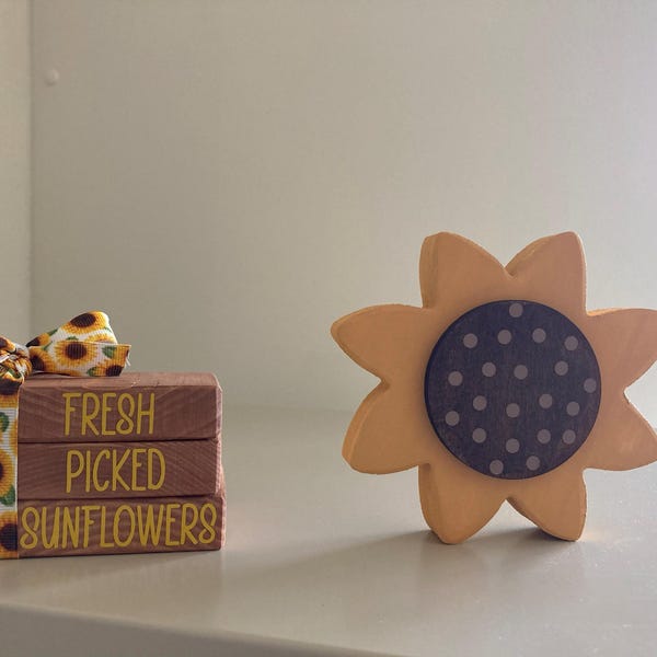 Sunflower Decor Tiered Tray Decor Sunflower Book Stack Summer Tiered ...