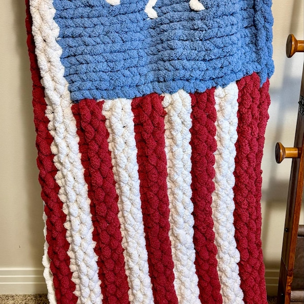 American Flag Finger Knit Pattern / Betsy Ross Flag / Finger Knitting ...