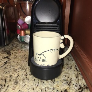 Cat Ceramic Cups With Lids A Set of White Cat Brown Cat and | Etsy