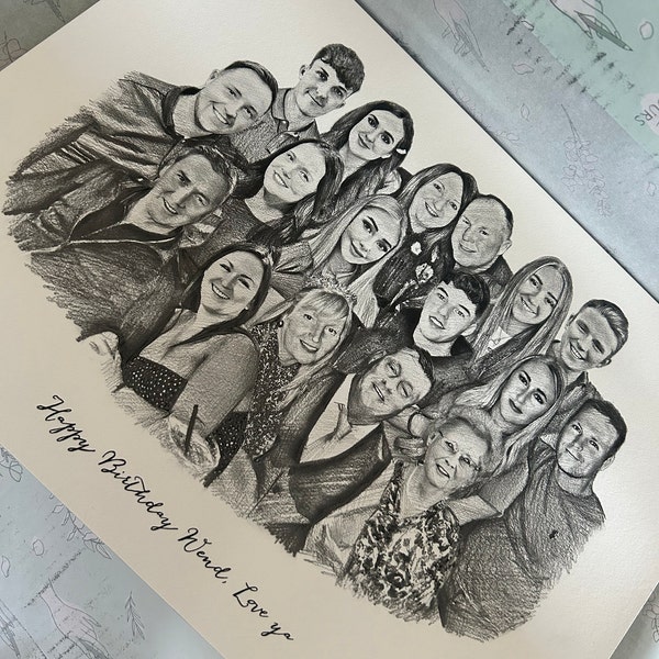Family Portrait, Pencil Sketch, Family Sketch, Pencil Drawing, Photo ...