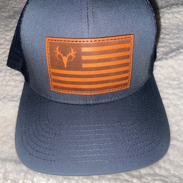 Deer Hunting Hat Gift | Leather Patch American Flag Hunter Present - Etsy