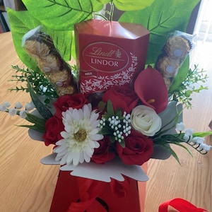 Chocolate Bouquet Mothers Day Pink/purple Lindt Ferrero - Etsy UK