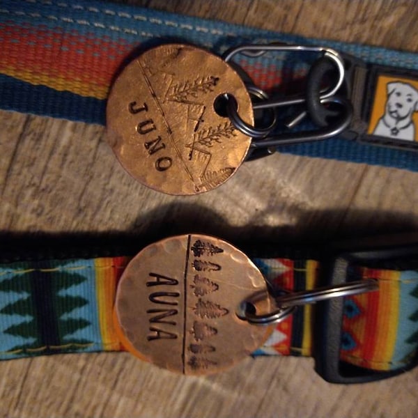Tree Dog Tag, Pet ID Tag, Dog Tag, Personalized Dog Tag, Hand Stamped ...