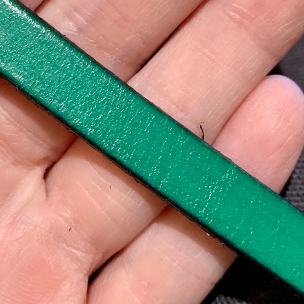 MADE in EUROPE 24 Green Flat Leather Cord, 10mm Leather Cord, Genuine ...
