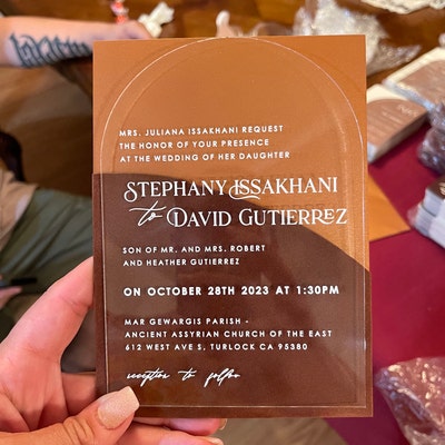 Arch Acrylic Wedding Invitations, Luxury Terracotta Wedding Invites ...