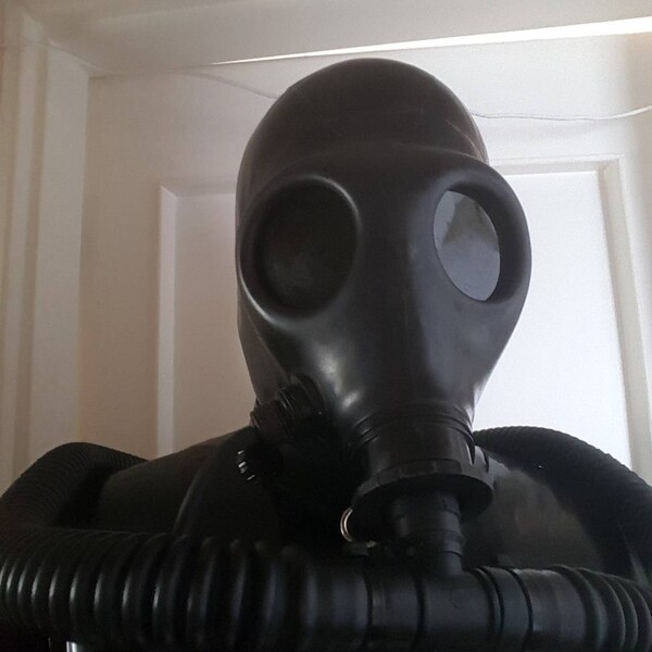Heavy Rubber Fetish Custom GAS MASK Latex HOOD With Dark Lenses, Twin ...