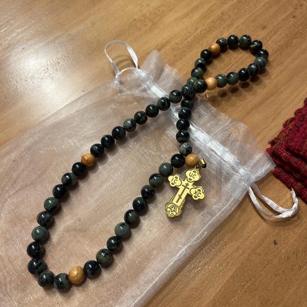 Orthodox Prayer Rope, Garnet and Jade Gemstone Beads, Hematite Stone ...
