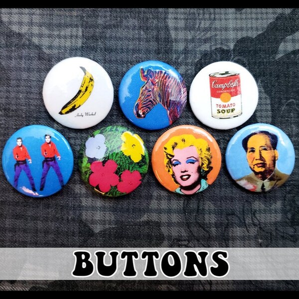 Andy Warhol Pin-back Buttons ~ 7-pack - Etsy