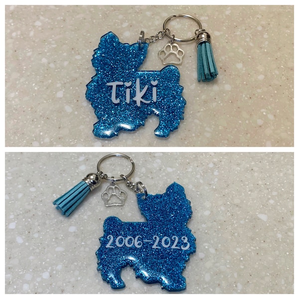 Customizable Yorkshire Terrier Glitter Keychain, Personalized Yorkie ...
